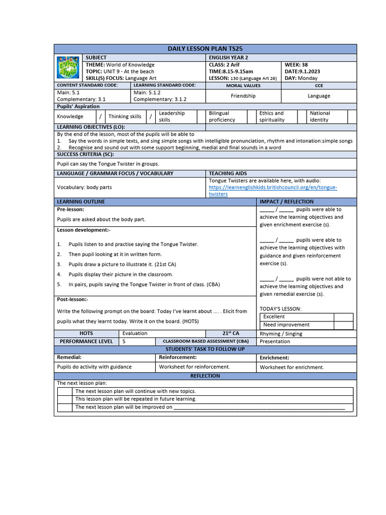 RPH 38 | PDF | Teachers | Lesson Plan