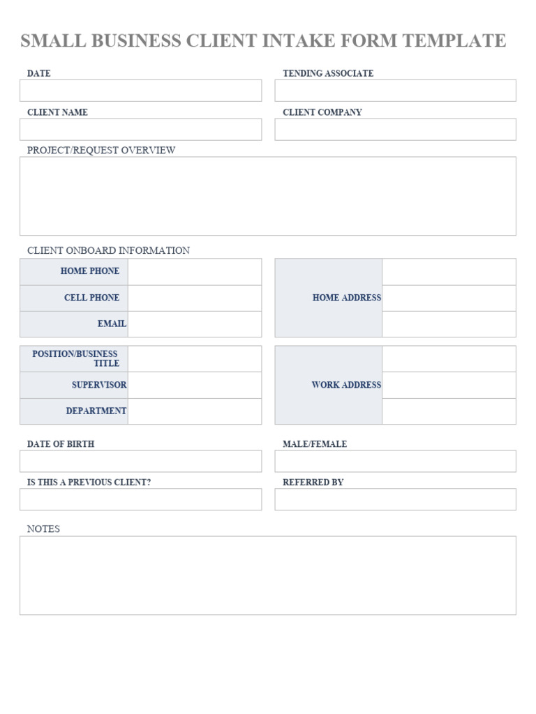 Small Business Client Intake Template | PDF