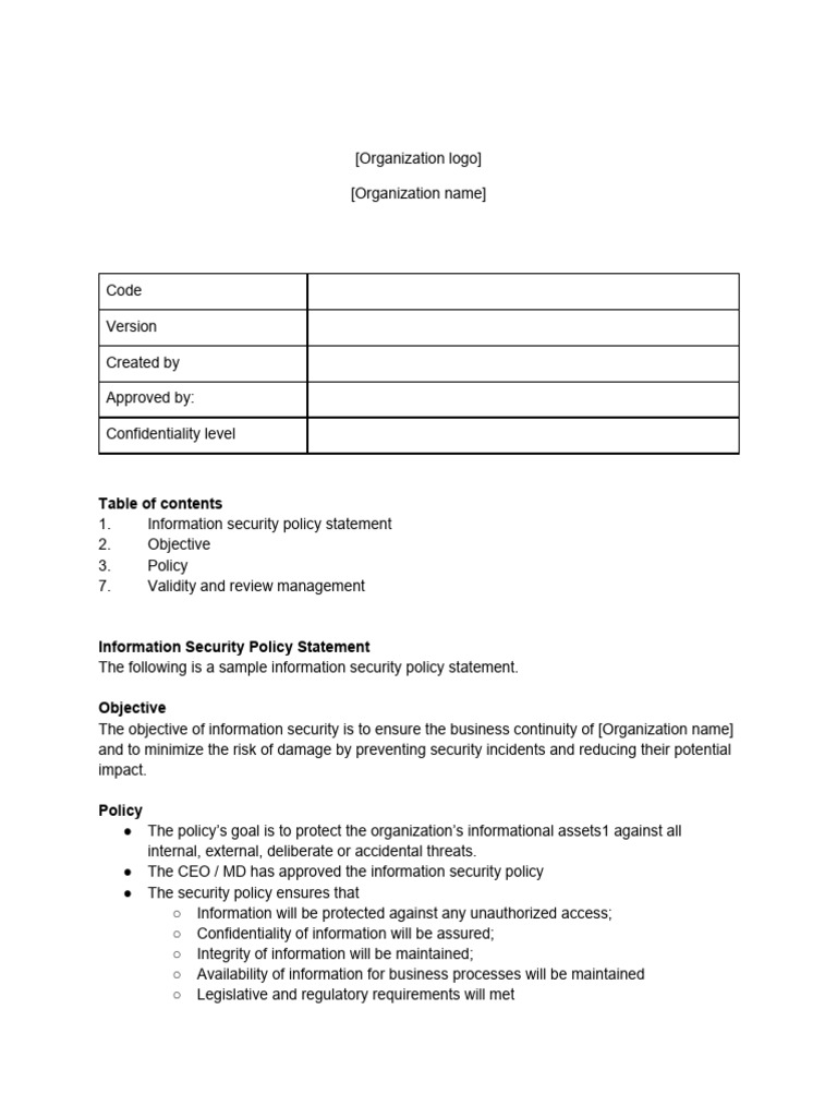 Information Security Policy Overview | PDF | Information Security ...