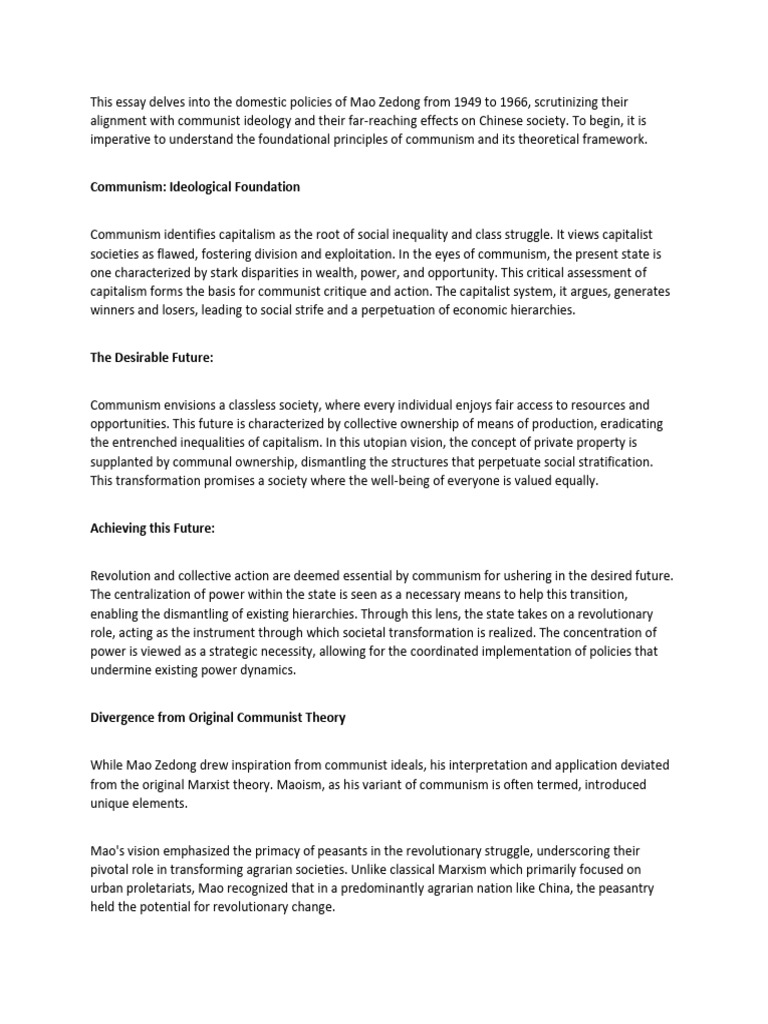 Mao's Domestic Policies: 1949-1966 | PDF | Politics | Social Science