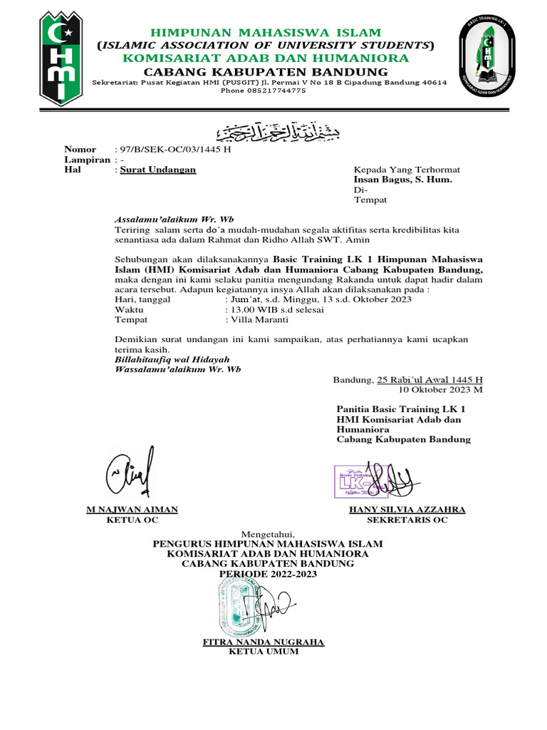 Undangan Rakanda Insan Bagus | PDF