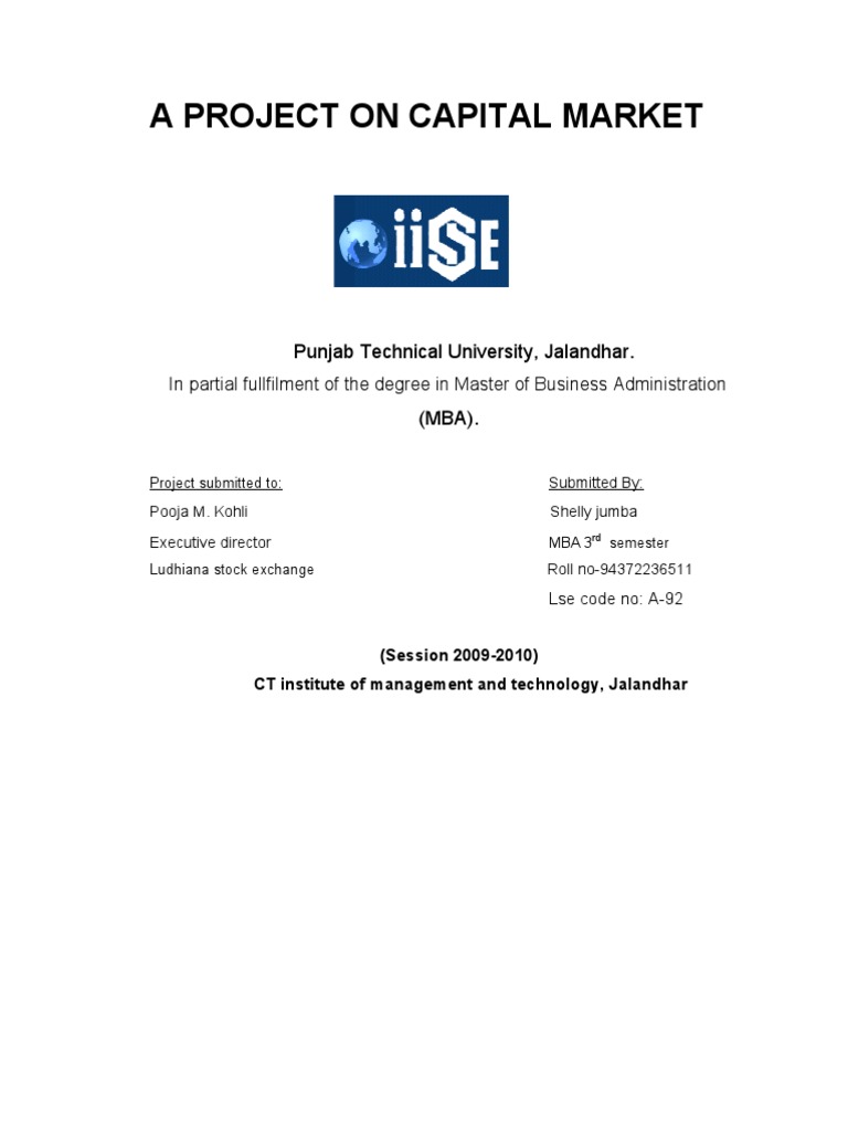 Capital Market Project | PDF | Finance & Money Management