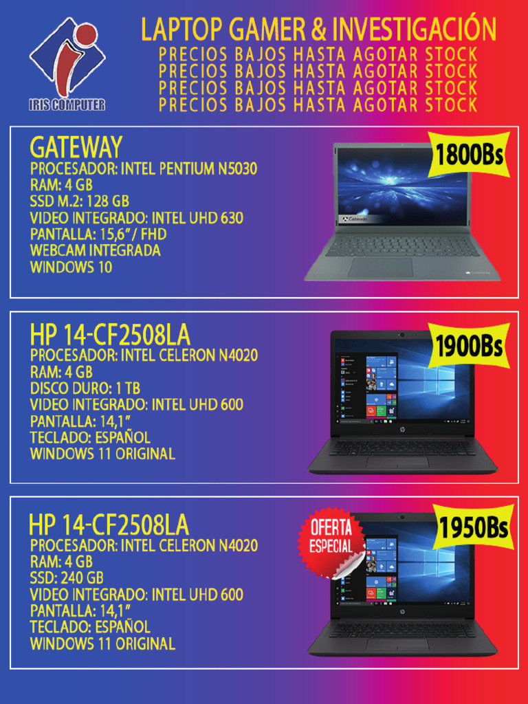 4 DICIEMBRE - LAPTOPS NEW - IRIS COMPUTER | PDF