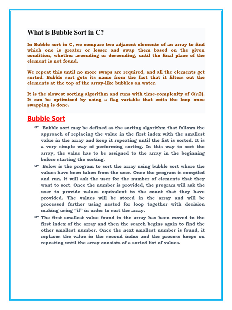 Bubble Sort | PDF | Mathematical Logic | Computer Science Bubble Sort | PDF | Mathematical Logic | Computer Science