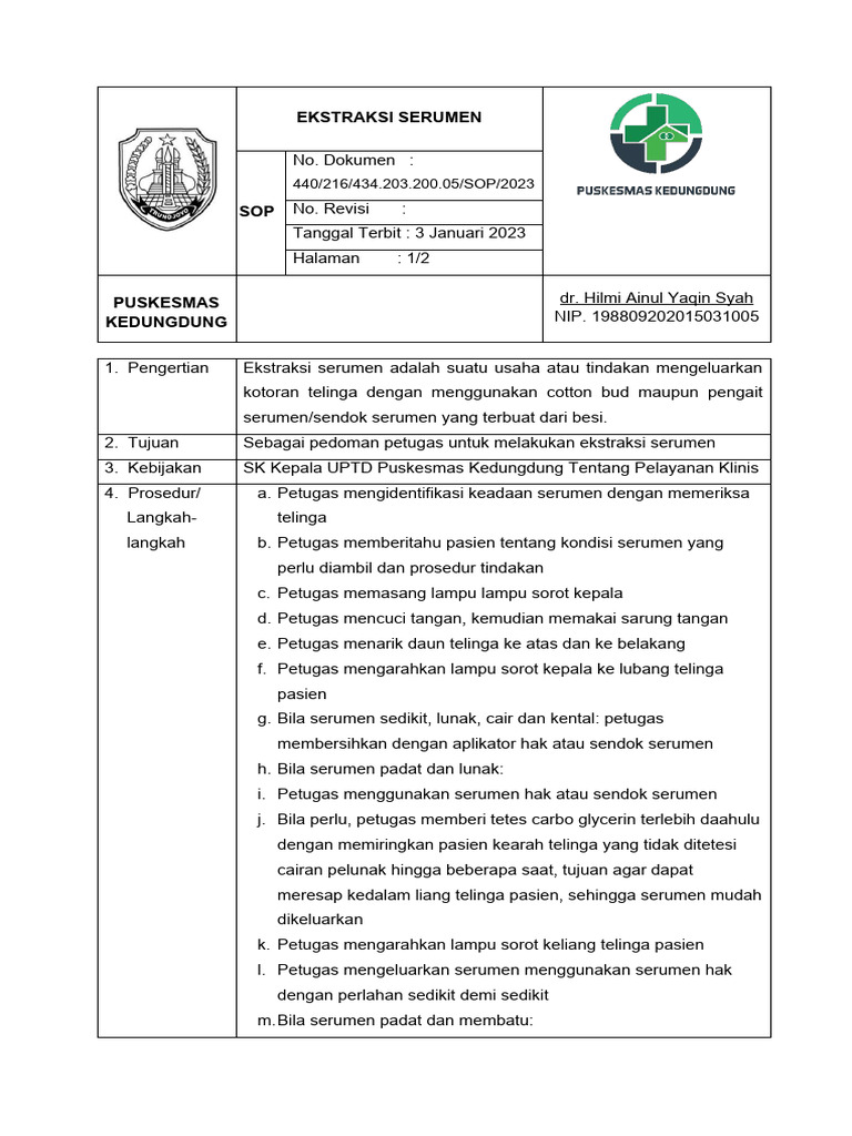 Ekstraksi Serumen | PDF