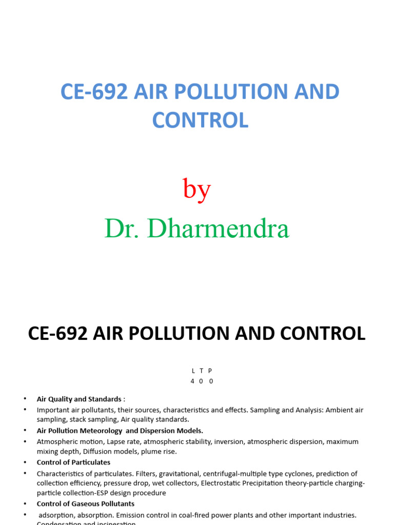 CE-692 Air Pollution Control | PDF | Particulates | Air Pollution