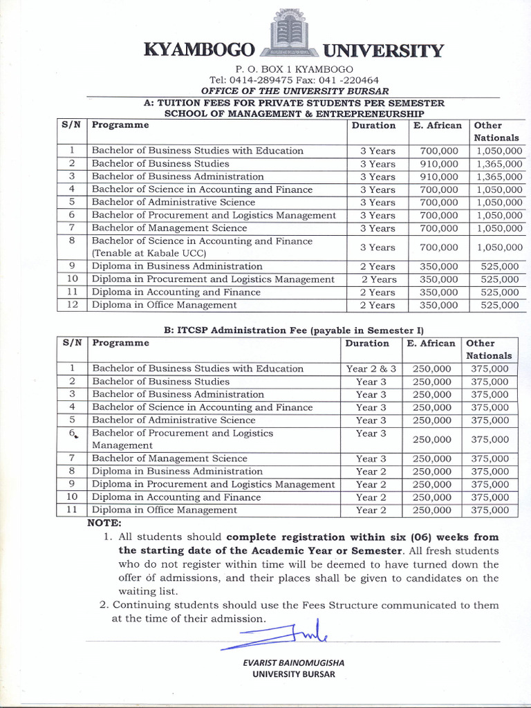 Tuition Itcsp Fees School of Management Entrepreneurship 2018 2019 | PDF