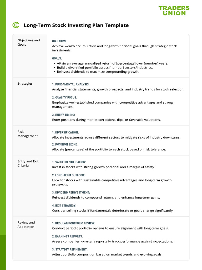 Long-Term Stock Investing Plan Template | PDF | Investing | Risk