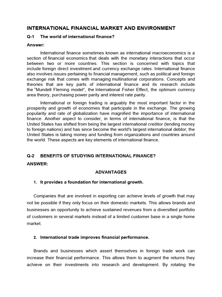 1-International Financial Market and Environment | PDF | International ...