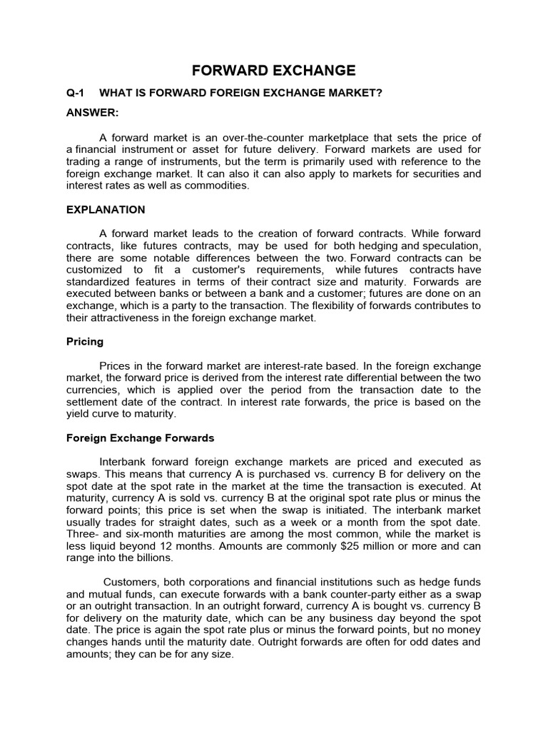 3-Forward Exchange | PDF | Foreign Exchange Market | Exchange Rate