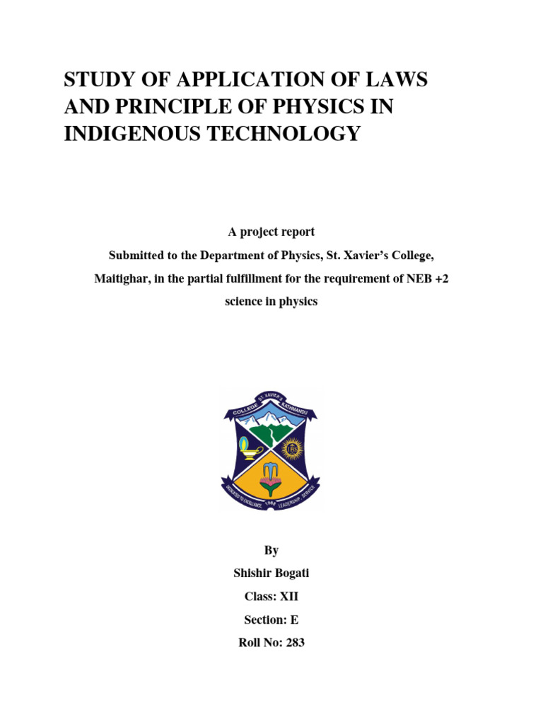 Study of Application of Laws and Principles On Physics in An Indegenous ...