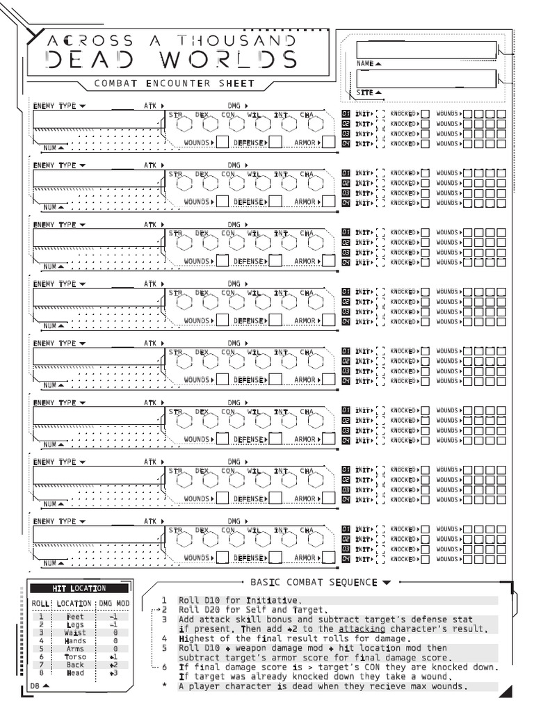 ATDW - Combat Sheet A4 | Download Free PDF | Role Playing Games | Tabletop Games