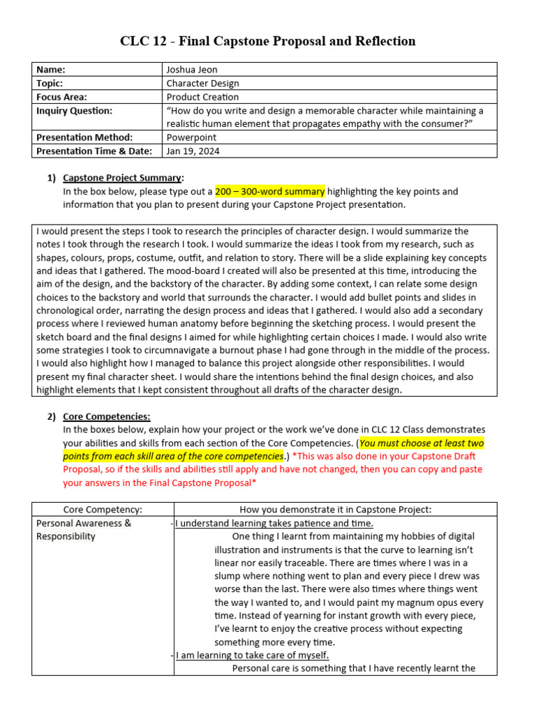 CLC 12 - Final Capstone Proposal and Reflection | PDF | Thought | Learning