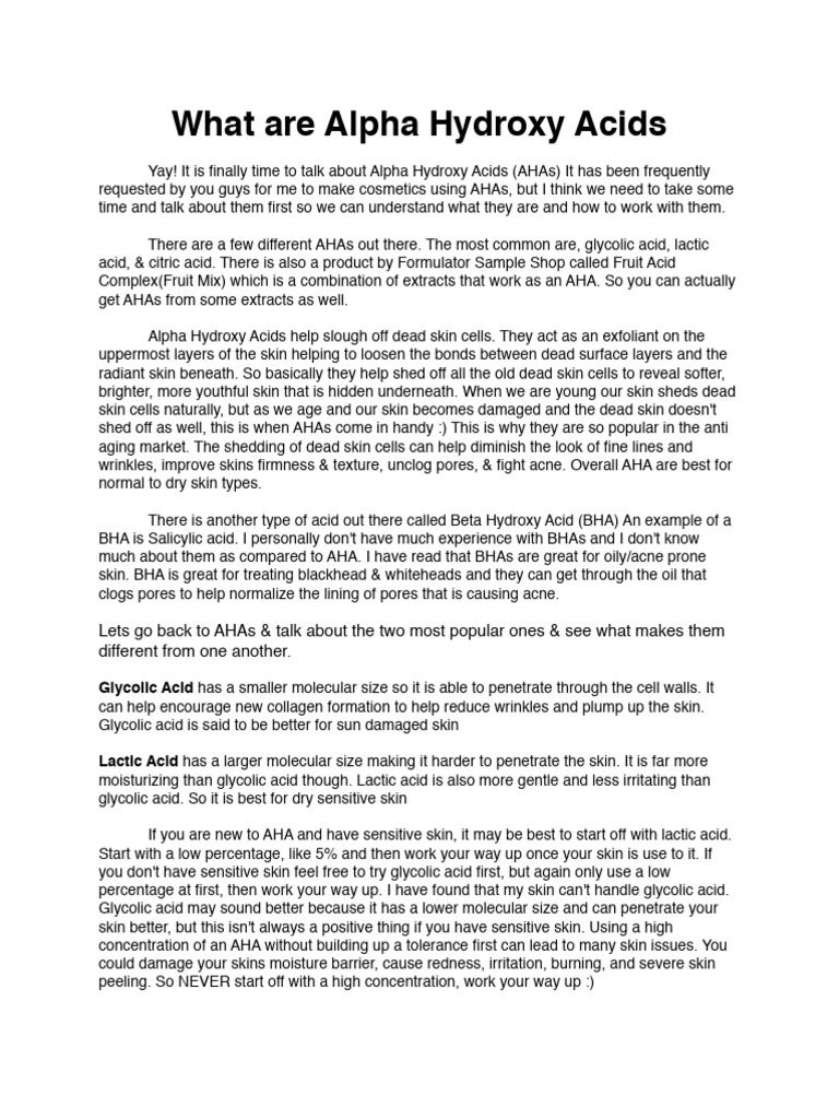 What Are Alpha Hydroxy Acids | PDF | Integumentary System | Chemistry