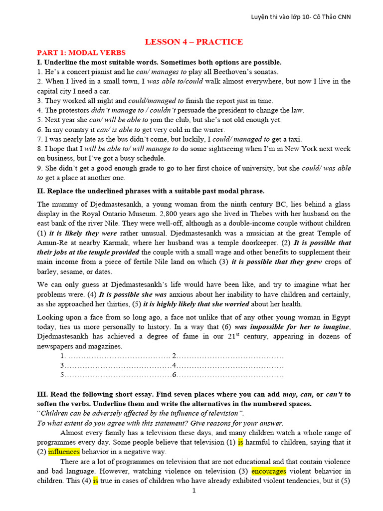 LESSON 4- PRACTICE | PDF | Violence