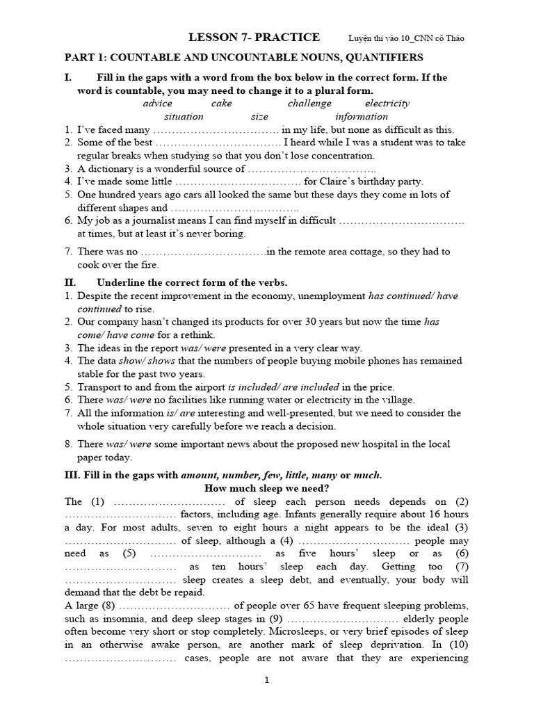 LESSON 7. PRACTICE | PDF | Sleep
