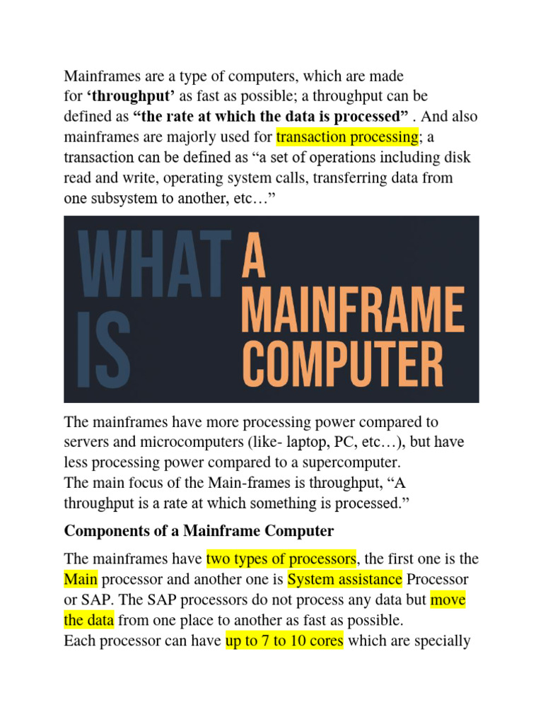 Mainframes Are A Type of Computers | PDF | Mainframe Computer | Supercomputer
