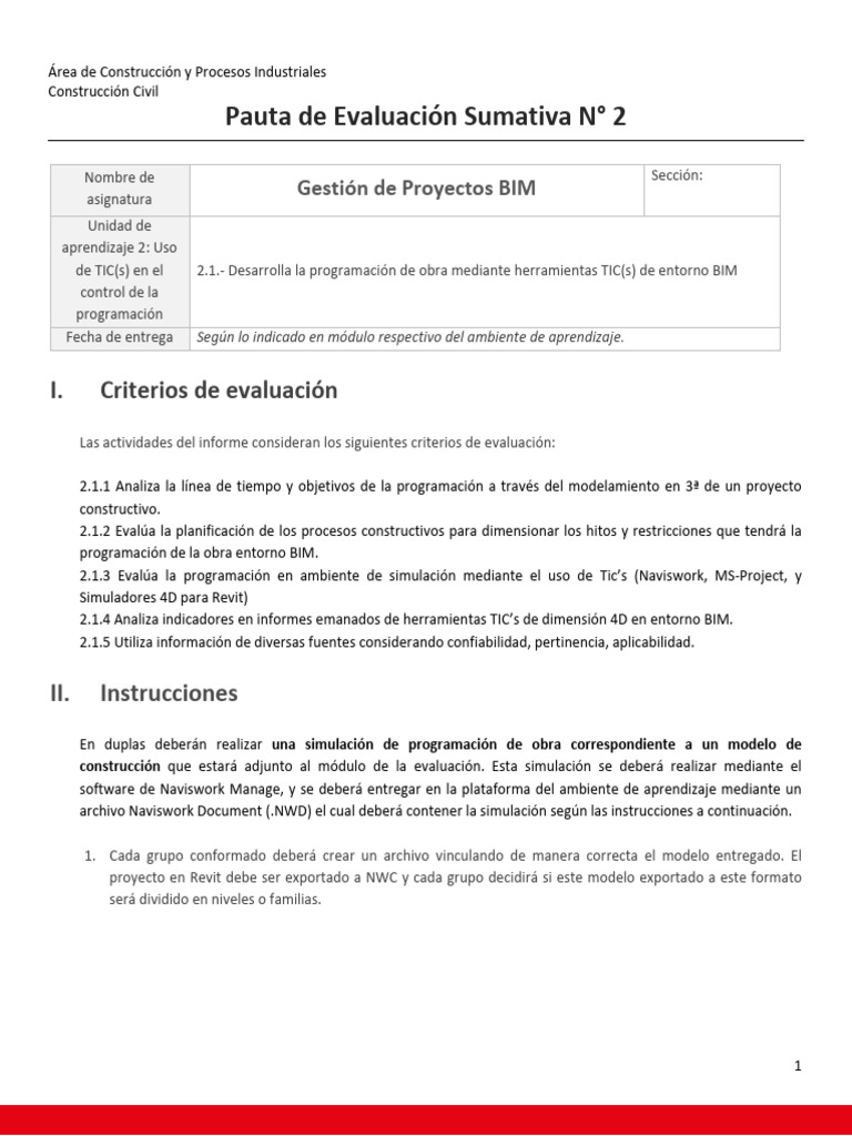 Pauta de Evaluacion ES2 GPB O2023 | PDF | Autodesk Revit | Evaluación