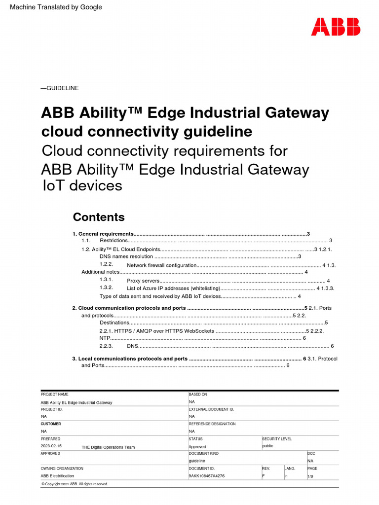 ABB Ability EL Industrial Gateway Cloud Connectivity Guidelines | PDF ...