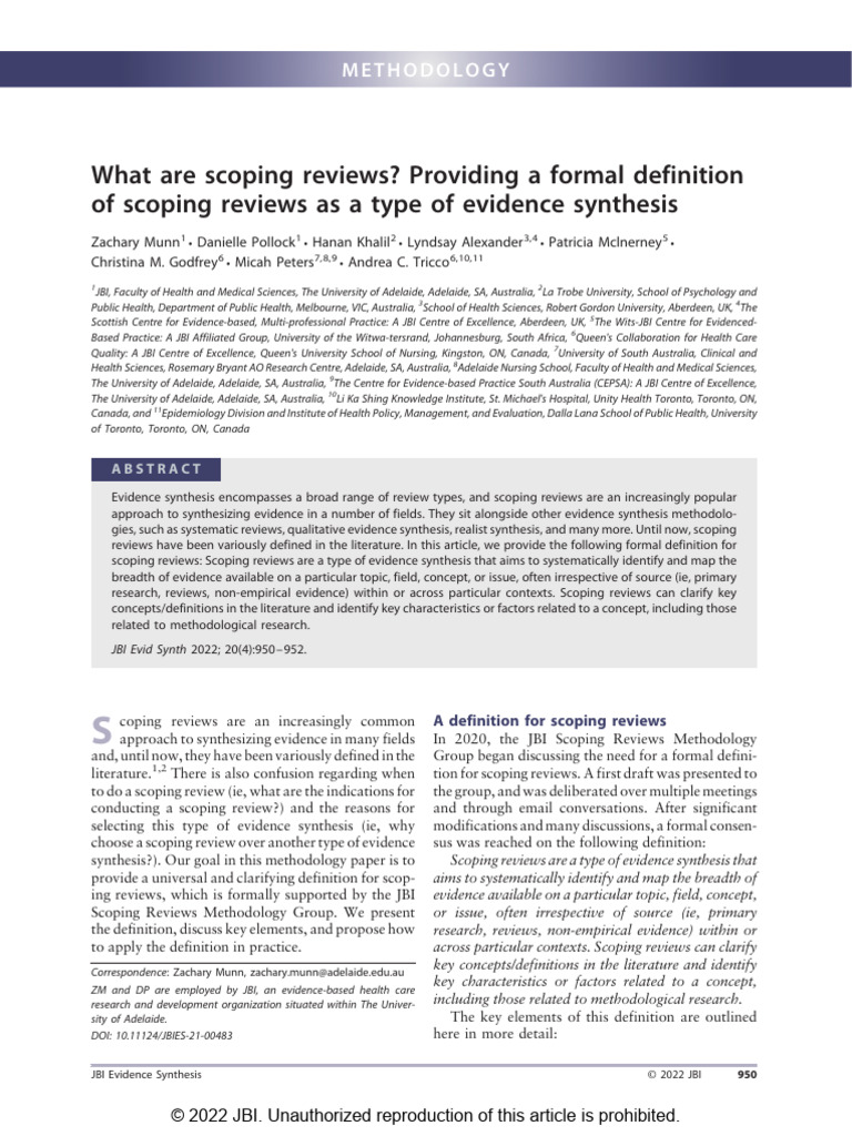 What Are Scoping Reviews Pdf Systematic Review Evidence