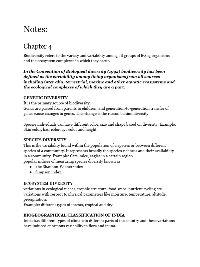 Notes - On Environment Science | PDF | Biodiversity | Conservation Biology