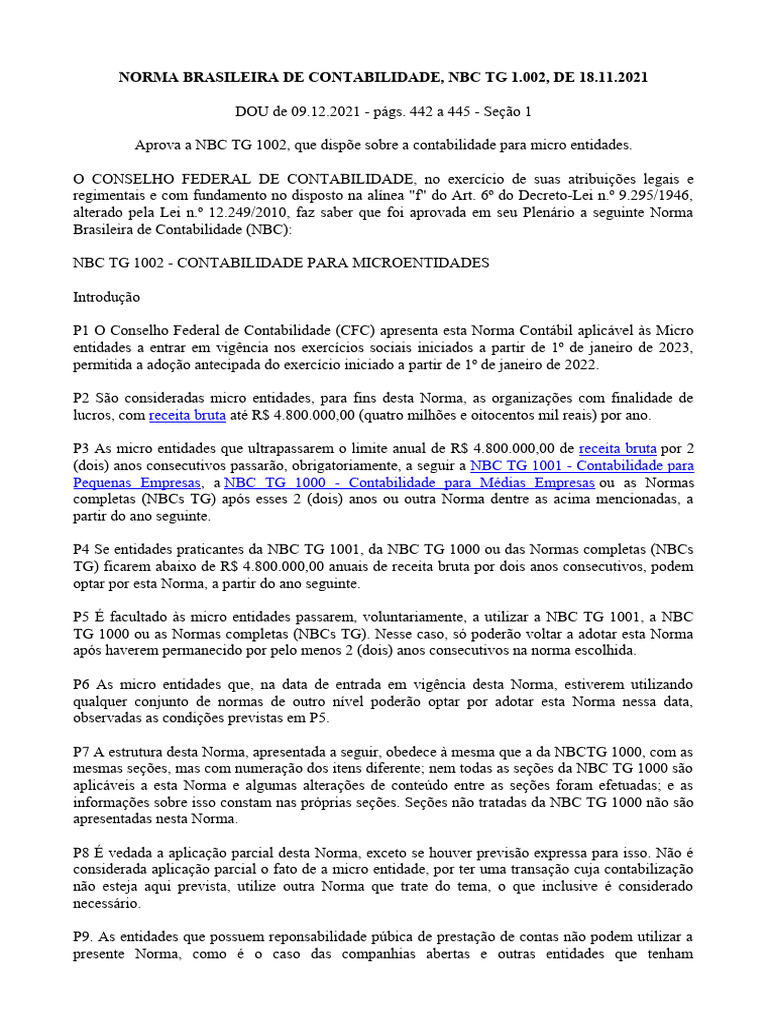 NBC TG 1002 | PDF | Contabilidade | Relatório anual