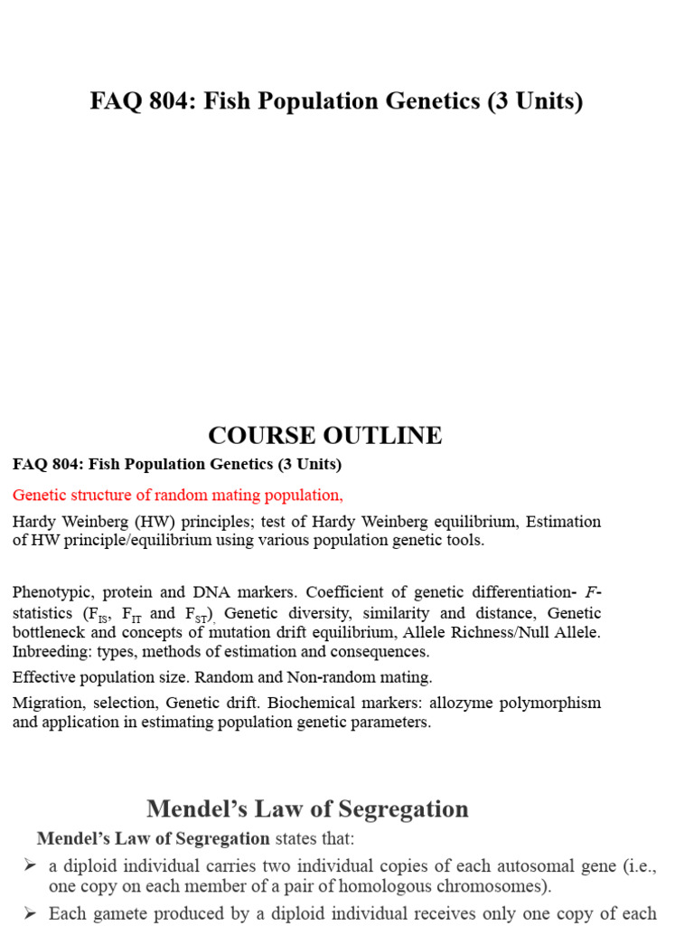 Fish Population Genetics | PDF | Zygosity | Allele