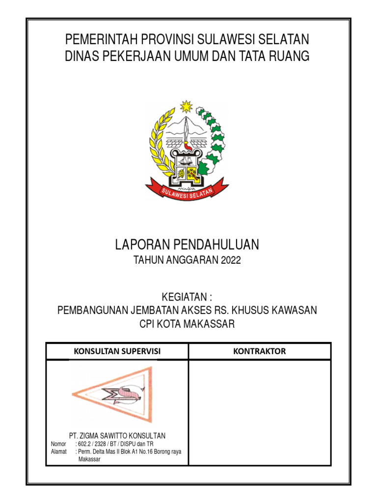 Laporan Pendahuluan Jembatan CPI - 2022 | PDF