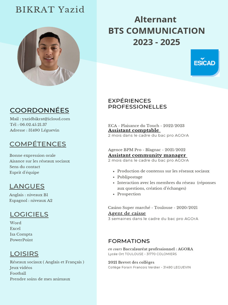 CV Alternance BTS Communication 2025 | PDF
