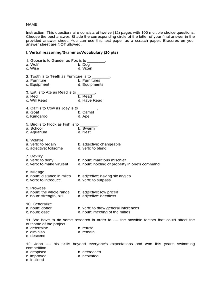 CSC Mock Exam | PDF | Memory | Venus