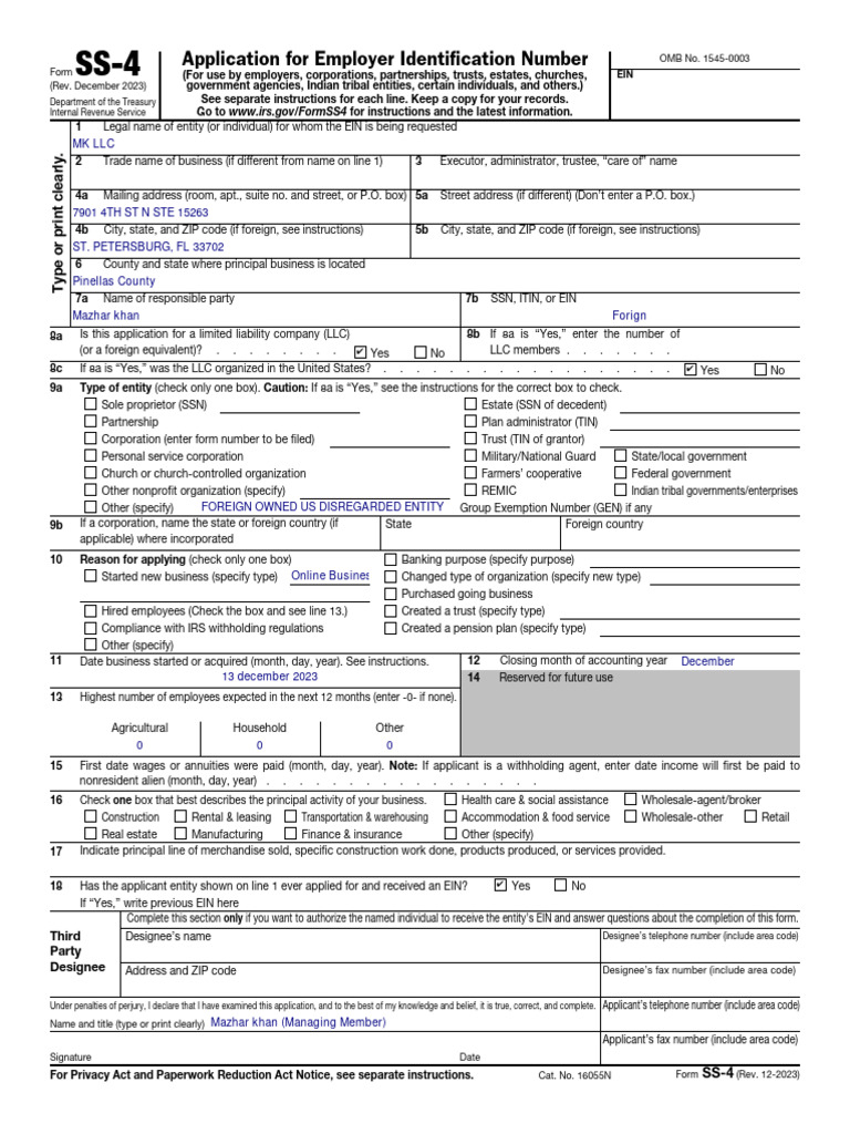 Mazhar SS4 Form | PDF | Business | Taxes