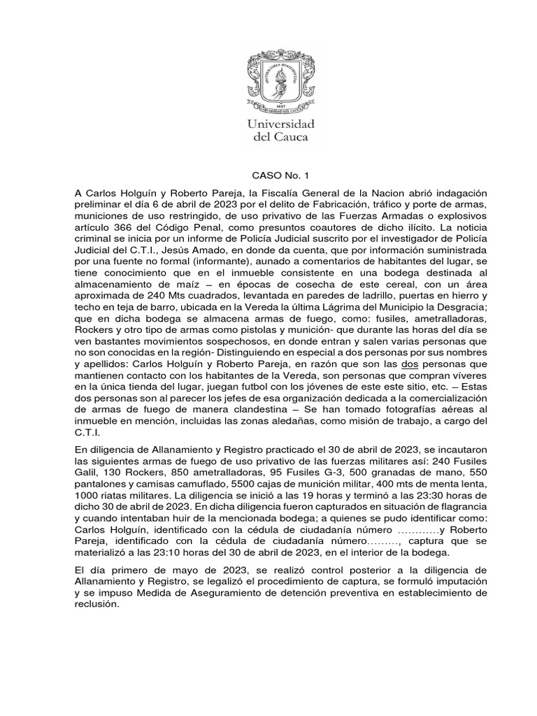 CASO No 1 | PDF | Armas de fuego