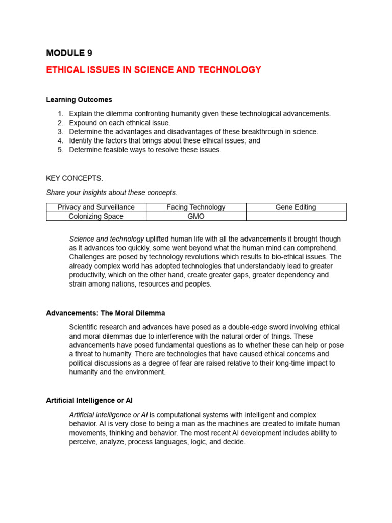 ETHICAL-ISSUES-IN-SCIENCE-AND-TECHNOLOGY | PDF | Artificial ...
