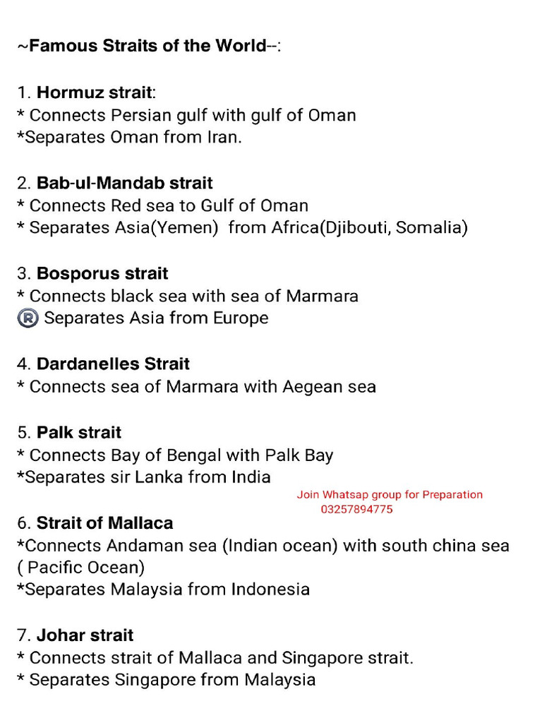 Important Straits of The World | PDF