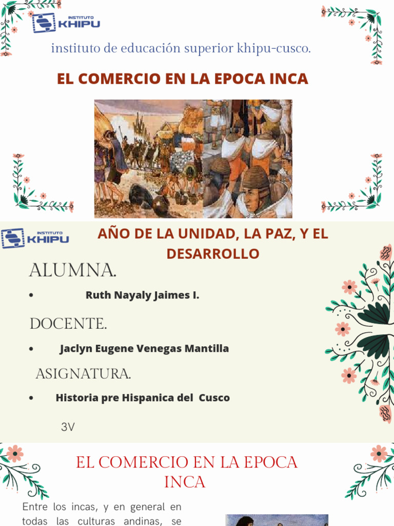Diapositiva Sobre El Comercio Inca | PDF | Imperio Inca | Quinua