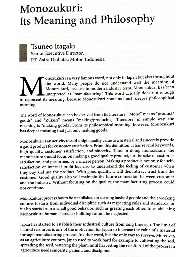 Itagaki, Monozukuri | PDF