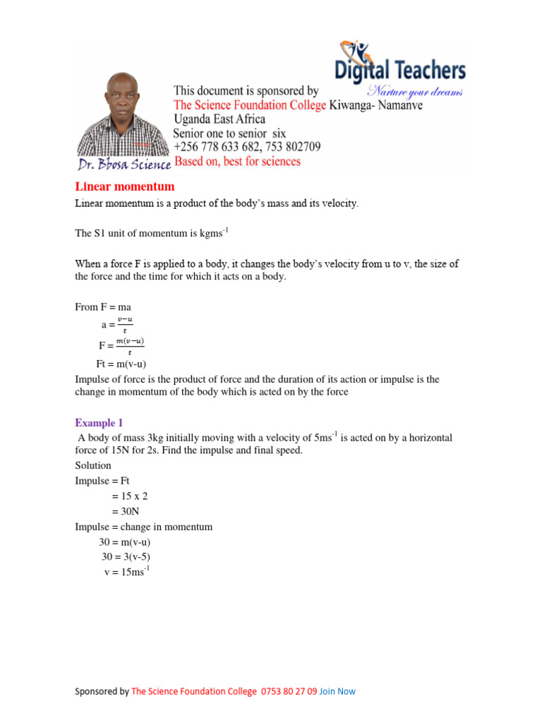 Linear Momentum | PDF | Collision | Momentum Linear Momentum | PDF | Collision | Momentum