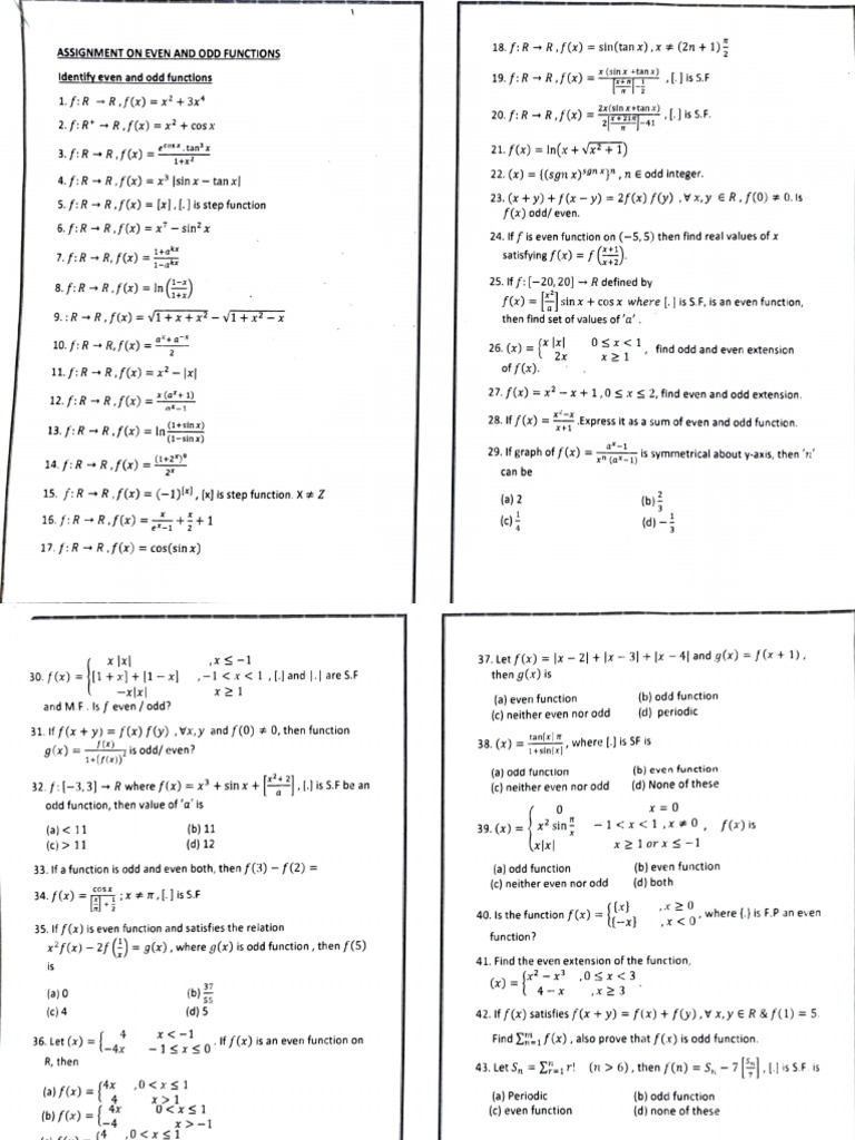 Assignment On Even and Odd FN | PDF