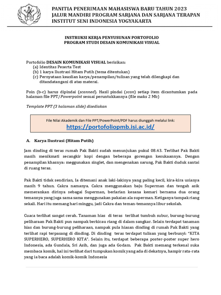 Instruksi Kerja Penyusunan Portofolio DKV 2023 | PDF