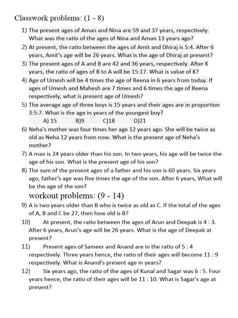 Problems On Ages | PDF