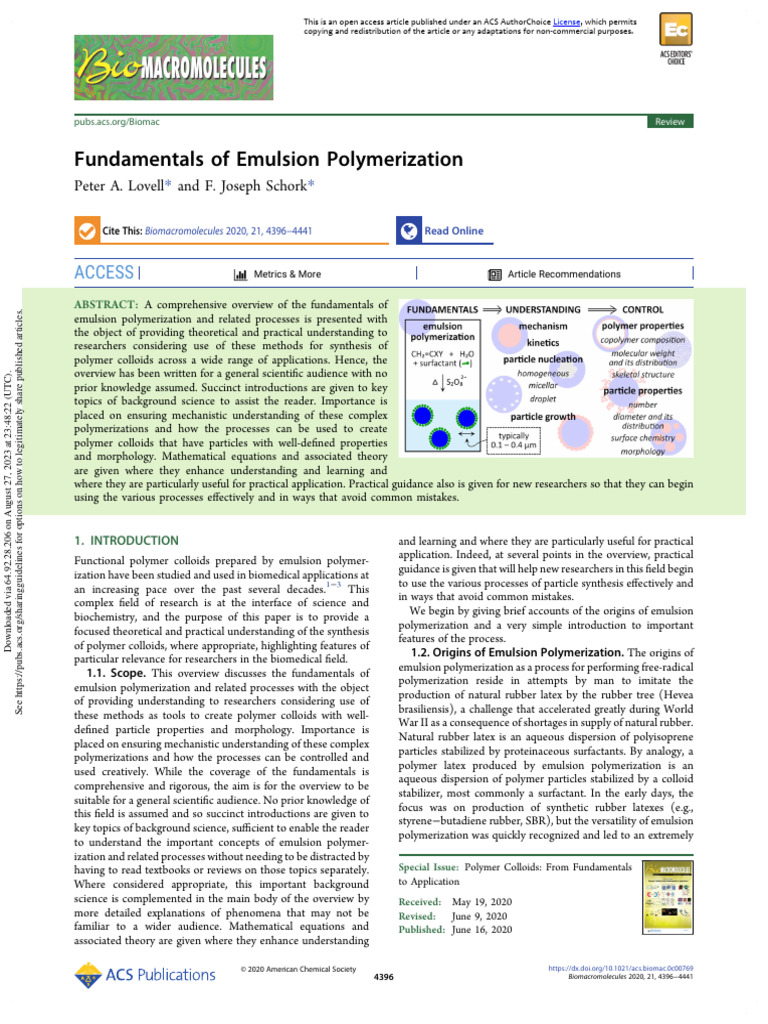 Emulsion Polymerization Fundementals | PDF | Polymerization | Polymers