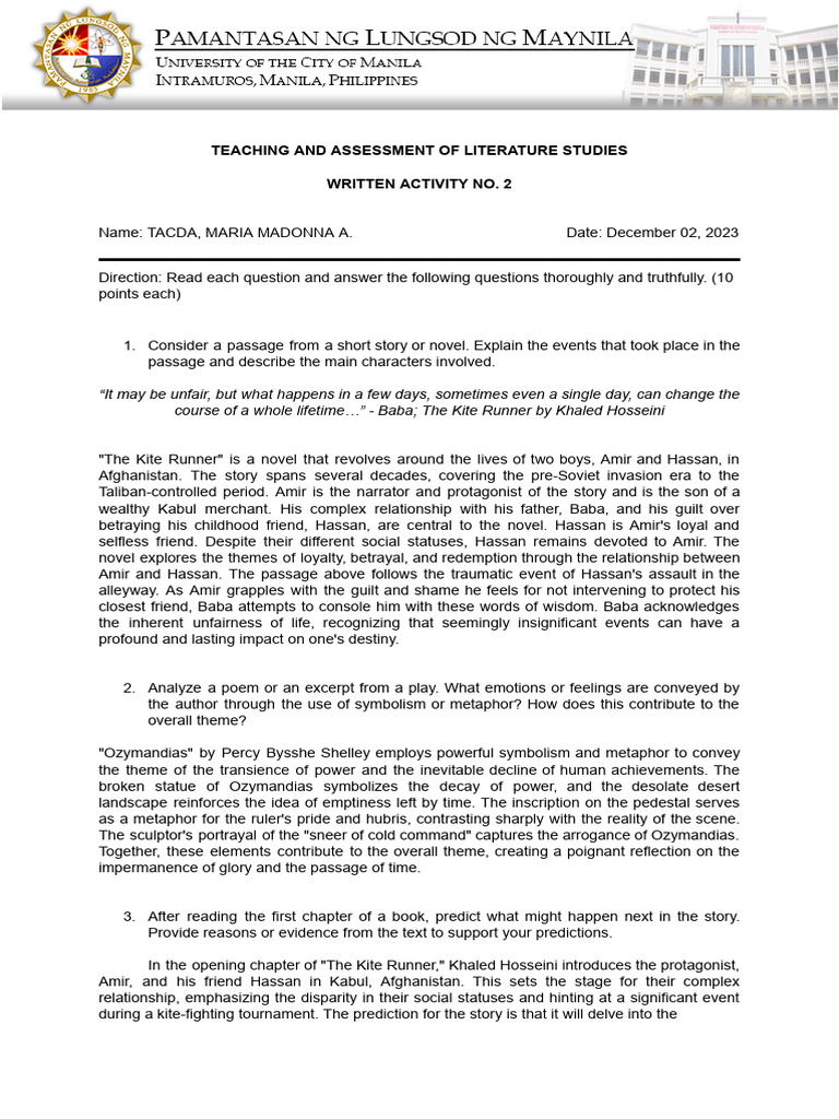 Teaching and Assessment of Literature Studies | PDF | Classics ...