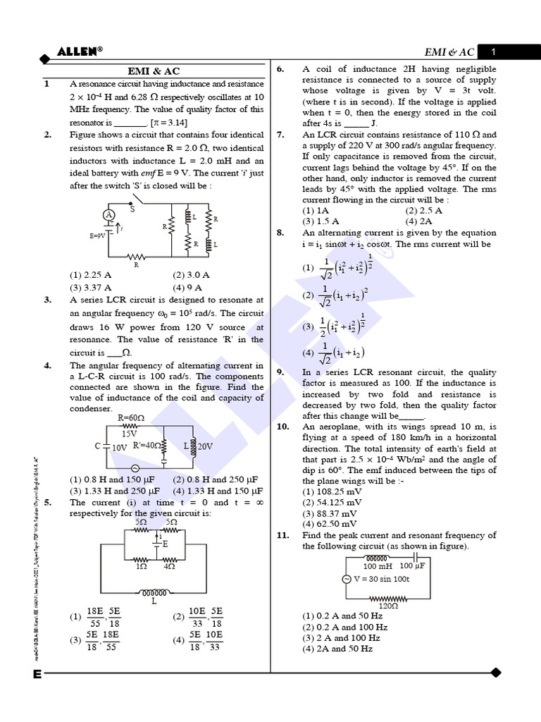 EMI-AC - Questions and Notes | PDF | Inductor | Inductance