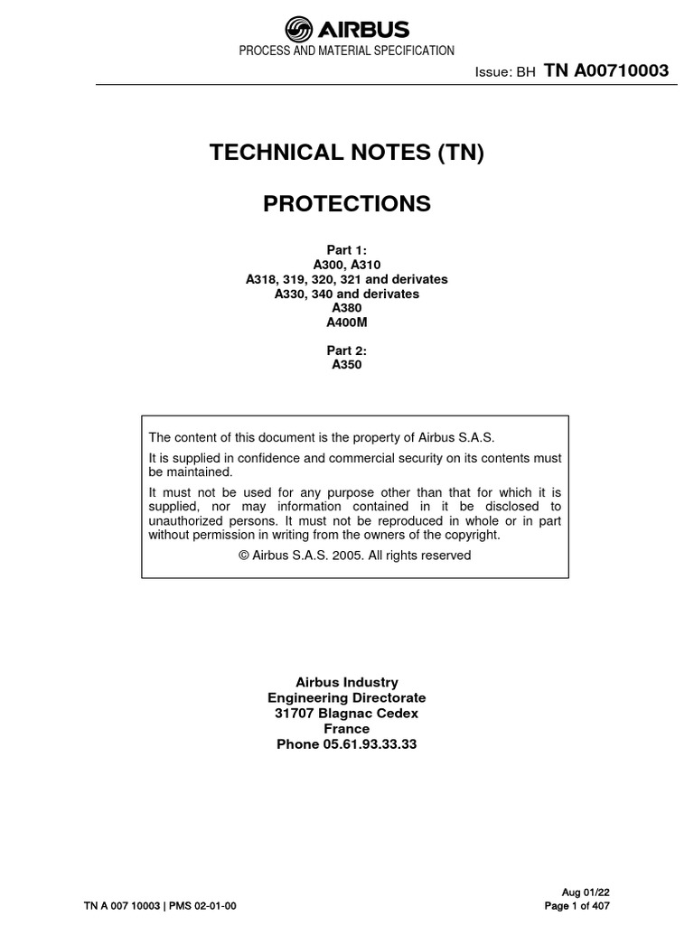 Technical Notes (TN) Protections: Eairbus | PDF | Corrosion | Titanium