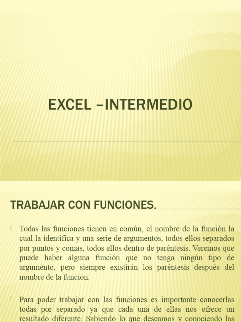 Funciones y Fórmulas en Excel Intermedio | PDF | Microsoft Excel ...