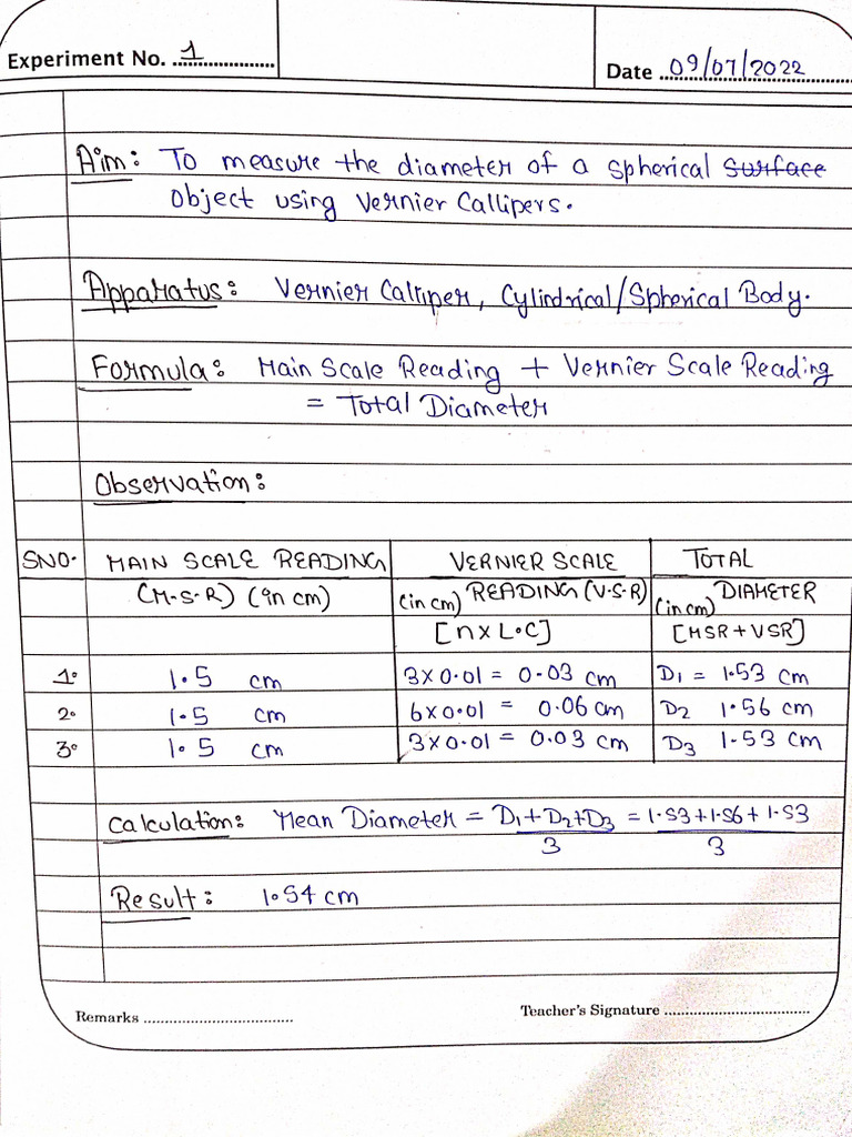 Class 11 Physics Experiment | PDF