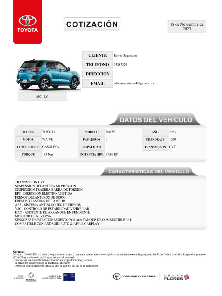 Cotización de Auto | PDF | Carros deportivos | Transporte privado