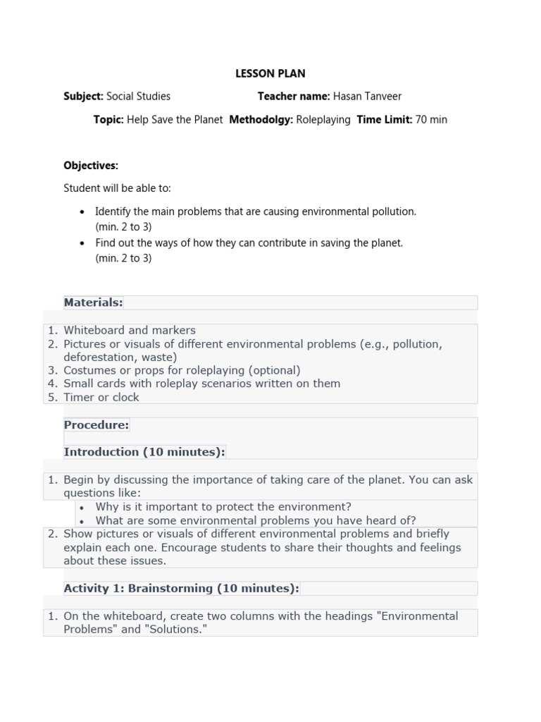 Lesson Plan | PDF | Lesson Plan | Brainstorming