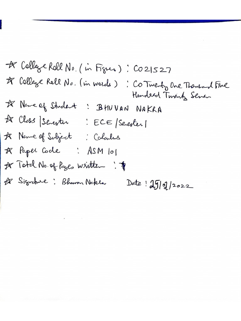 Maths Sessional Roll No 27 | PDF