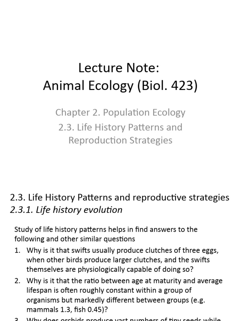 Chapter 2.3. Life History Patterns | PDF | Reproduction